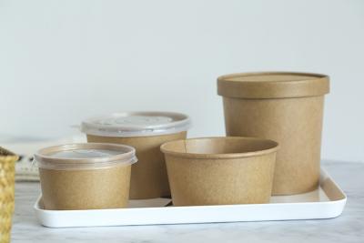China Food grade disposable food grade bamboo paper bowl and spoon for salad soup for sale