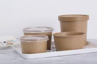 China Disposable Takeaway 32oz Bamboo Paper Salad Bowls With Clear PET Lid for sale