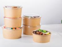 China Customized Round Kraft Paper Bowls With Lids , Environmentally - Friendly for sale