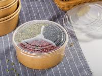 China Eco Friendly Disposable Kraft Bowls With Lids For Noodle / Sushi / Soup 500ml for sale