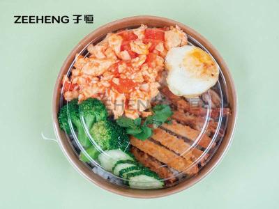 China 1100ml PLA Kraft Disposable Salad Bowls With PET Lids for sale