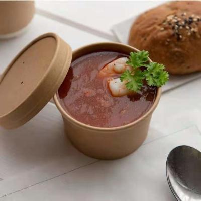 China 12oz Disposable Take Away Double PE Coated Thick Wall Brown Kraft Paper Bowls for sale