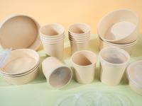 China Disposable 335 Gsm Bamboo Pulp Paper Bowls Takeaway 16 Oz With Lids for sale