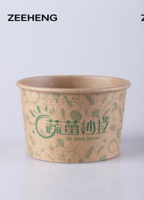 China Food Grade Custom Brown Kraft Paper Bowl Disposable 750ml With Lids for sale