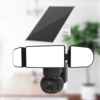 China 4MP WiFi Solar Security Camera Siren Alarm 6500K Floodlight 3M Cable 2K for sale