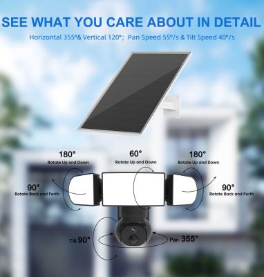 China 19200mAh Battery Two Way Audio 4G Solar Security Camera With Light 90db Siren Alarm for sale