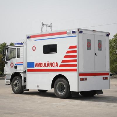 China Hospital Transit Medical Clinic Truck Small Ambulance Vehicle SHACMAN L3000 Left Hand Hospital Ambulance for sale