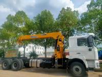 China Shacman Cargo Transport Tractor Refueled Telescopic Arm Crane Dump Truck for sale