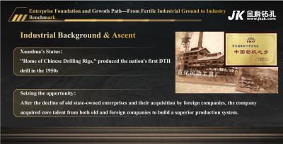 China JK Drilling Company Profile Crawler DTH Rig Producer Quarry Mining Blast Hole Equipment Production Base Overview for sale