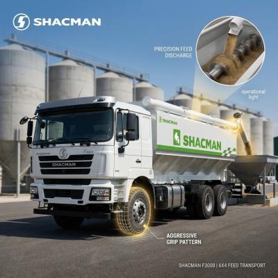China Compound Feed Delivery Truck SHACMAN F3000 6x4 32CBM Electronic Weighing Multi Bin Lorry Truck for sale