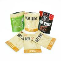 China Customized Thickness Ziplock Packaging Bags with Custom Logo Window Beef Jerky Dried Food Snack Foil Plastic Stand Pouch for sale