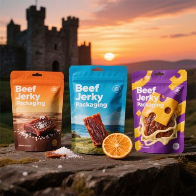 China Food Grade Material DDP Including Tax Shipping Customized Packaging Heat Sealing Ziplock Aluminum Foil Beef Jerky Mylar Bags For Distributor for sale