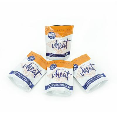 China Stand Up Pouch Food Packaging Printed Food Grade Paper Bag Custom Logo Mylar Bag Window Resealable Zip Beef Jerky Pouch for sale