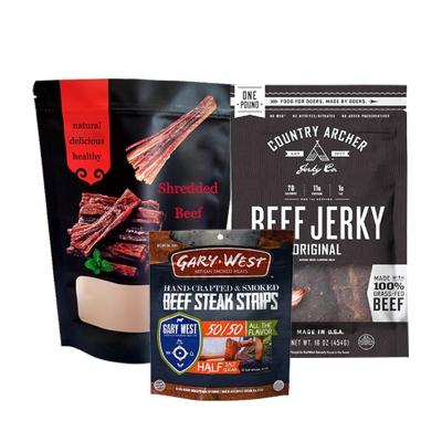China Food Grade Material Frosted Window Stand Up Pouch Resealable Ziplock Smell Proof Foil Mylar Bags Gravnre Printing Jerky Beef Packaging for sale