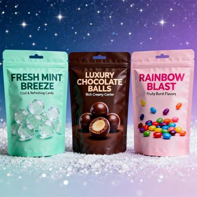 China Food Grade Custom Order Personalized Custom Candy Bag Matte Sandblasted Holographic Mylar Bag Smell Proof 3.5g Stand up Pouch Zipper Aluminum Foil Bag for sale