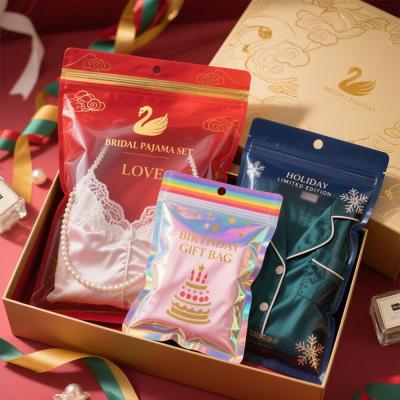 China Custom Order Custom Clothing Packaging Bag Recyclable Repeat Seal Plastic Bag Printed Apparel Packaging Pajamas Pants Socks for sale