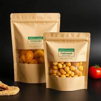 China Classic Style Food Nuts Snack Brown Kraft Paper Bag Printed Food Grade Sealed Window Packaging Made for Nut Snack Flavors for sale