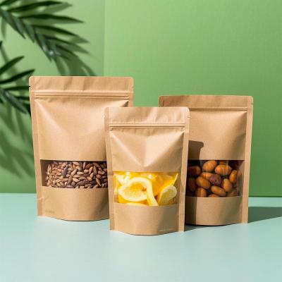 China Flexo Printing Food Grade Kraft Paper Bag Oil Proof Odor Free Self Supporting Packaging Suitable Food Nuts Snack Packaging for sale