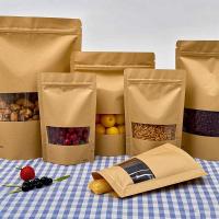 China Flexo Printing Food Grade Kraft Paper Bag Oil Proof Odor Free Self Supporting Packaging Suitable Food Nuts Snack Packaging for sale