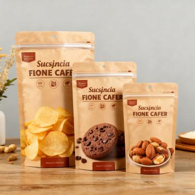 China Pet Food Industrial Food Packaging Paper Bag Kraft Paper Packaging Bag with Ziplock Eco Recyclable Flavor Snack Pack for sale
