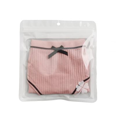 China Zipper Bag Custom Logo Frosted Poly Bag Clear Window Matte Plastic Printed Socks Underwear Bikini Clothes Packaging for sale