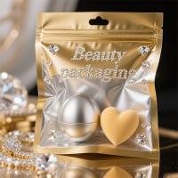 China Custom Order Poly Bag Embossed Holographic Mylar Zipper Pouch Spot UV Glossy Gold Finish Beauty Packaging Gravure Printing for sale