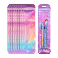 China Biodegradable Makeup Tool Pen Packaging with Digital Printing Hologram Transparent Mylar Zipper Bag and Gravure Printing for sale