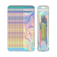China Biodegradable Makeup Tool Pen Packaging with Digital Printing Hologram Transparent Mylar Zipper Bag and Gravure Printing for sale