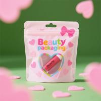 China Biodegradable Ziplock Bag Customized Logo Holographic Mylar Poly Packaging Sealing Top for Beauty Powder Puffs Face Brushes for sale