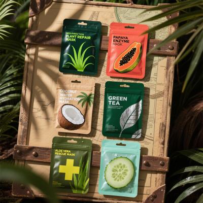 China Food Grade Material Customized Logo 3 Side Seal Flat Pouch Smell Proof Aluminum Foil Plastic Mask Facial Mylar Bags for sale