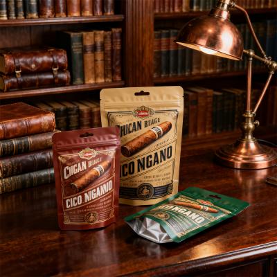 China PET AL PE Material Structure Custom Matte Cigar Packaging Bag Temperature Control Fragrance Protection Food Grade Aluminum Foil Plastic Packaging for sale