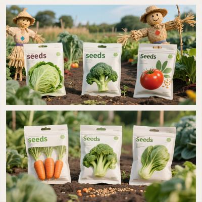 China Vmpet Al Plastic Vegetable Seed Packaging Bag with Repeatable Sealing Foil Holographic Mylarbag Customized Logo Printing for sale