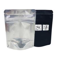 China Food Industrial 3.5g Resealable Black Matte Stand Up Pouch Mylar Packaging Bags with Window Zip Locks Chocolate Storage for sale