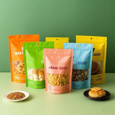 China Food Snacks Packaging Customized Biodegradable Stand Up Pouch Resealable Zipper Lock Holographic Polyester Film Plastic Bag for sale