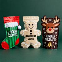China Gravure Printing Matte Zipper Bag Food Grade 3.5g Shape Stand Pouches with Christmas Element Diecut Decoration for sale