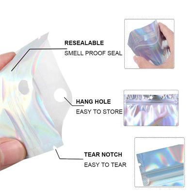 China Zipper Bag Ziplock Resealable Biodegradable Packaging Plastic Bags Holographic Transparent Mylar Bag Yin Yang Printing for sale