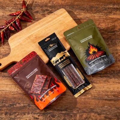 China PET AL PE Material Structure Zipper Bag Matte Sandblasted Embossed HD Printing Food Grade Beef Jerky Packaging Plastic Bag for sale