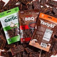 China PE Plastic Reusable Heat Seal Beef Jerky Packaging Bags Zipper Top Three Side Seal Gravure Printing Custom Logo for sale