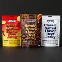 China PE Plastic Reusable Heat Seal Beef Jerky Packaging Bags Zipper Top Three Side Seal Gravure Printing Custom Logo for sale
