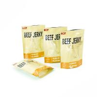 China PE Material Customized Flat Beef Jerky Packaging Bag 18 oz Plastic Food Bag Clear Window Packaging Pouch for Beef Jerky for sale