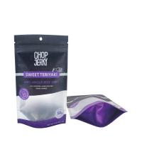 China Customized Logo Printing Food Snacks Packaging 18 oz Flat Beef Jerky Packaging Bag Providing Clear Window for Visibility for sale