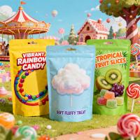 China Jelly Gravure Printing Custom Soft Touch Film Bag Packaging Snacks Candies Smell Proof 3.5grams Holographic Mylar Bag Window for sale