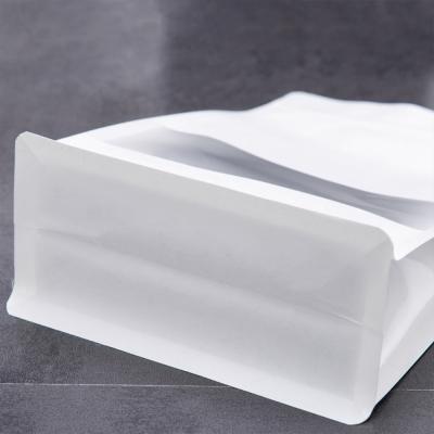 China LDPE Plastic Biodegradable Kraft Paper Bag Zipper Top Printed Packaging Flat Bottom Stand Bag Aluminum Window Smell Proof Food Storage for sale
