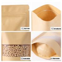 China LDPE Plastic Biodegradable Kraft Paper Bag Zipper Top Printed Packaging Flat Bottom Stand Bag Aluminum Window Smell Proof Food Storage for sale