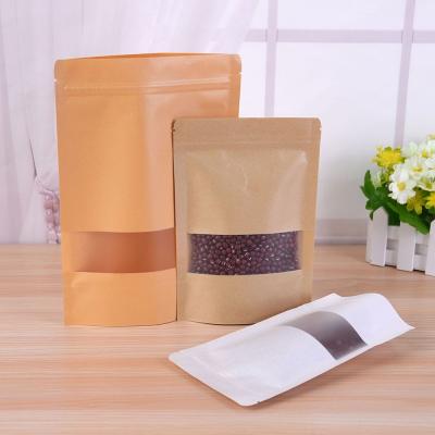 China Customzied Logo Printing Recyclable Kraft Paper Bag Standup Pouch with Zipper Resealable Window Biodegradable Packaging for sale