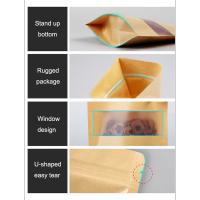 China Food Snacks Packaging custom kraft paper bag with zipper sealing resealable plastic pouch stand up pouch clear window for sale