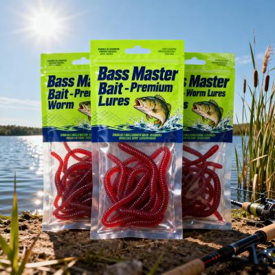 China Customized Color Plastic Bags Stand Up Pouch with Zipper Top Sealing and Window Offering Various Fish Bait Worms Effects for sale