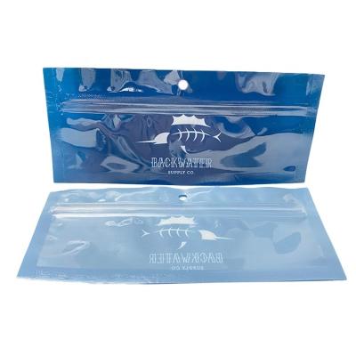 China Custom Size Accepted Top Zip Seal Fishing Lure Bag Resealable Packaging Custom Printed Soft Plastic Password Bag With Window for sale