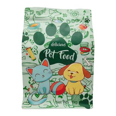 China Pet Vmpet Pe Material Structure Resealable Flat Bottom Foil Zipper Bag Custom Digital Printing Dog Cat Treat Snacks Pet Food Packaging for sale