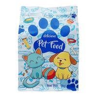 China Pet Vmpet Pe Material Structure Resealable Flat Bottom Foil Zipper Bag Custom Digital Printing Dog Cat Treat Snacks Pet Food Packaging for sale